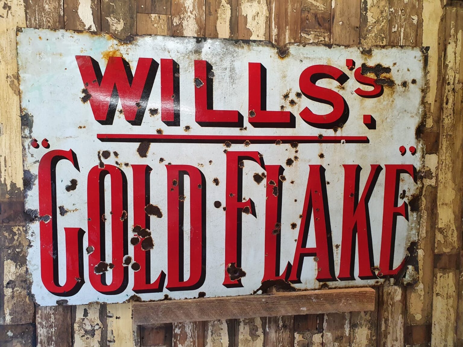 Vintage Enamel Gold Flake Sign